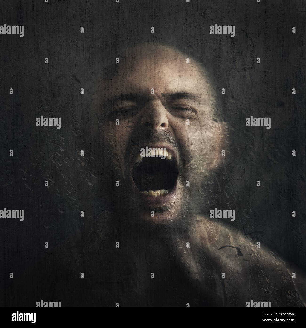 portrait of man shouting in anger and fear Stock Photo - Alamy