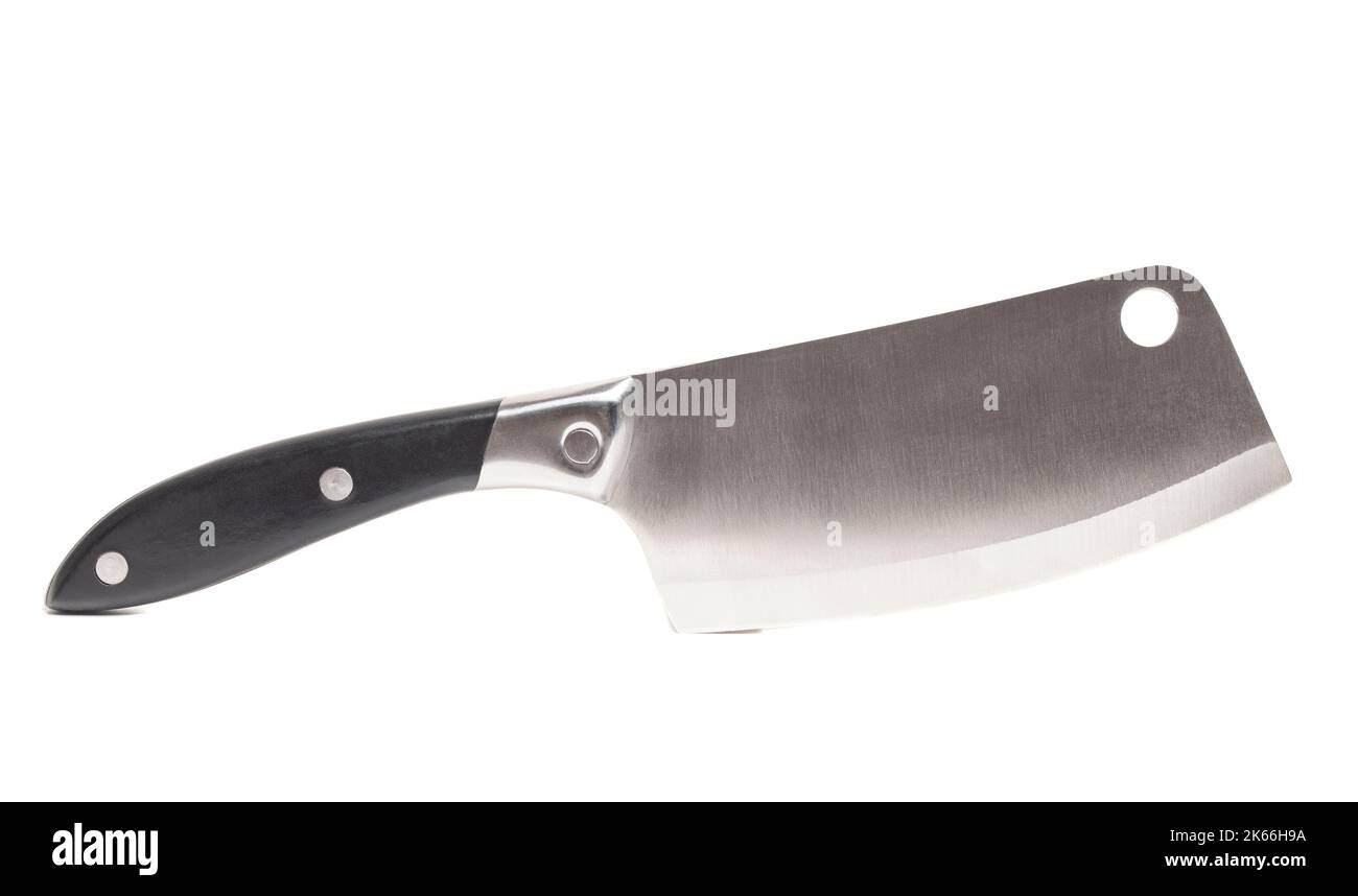Large sharp cleaver knife isolated on white Stock Photo - Alamy