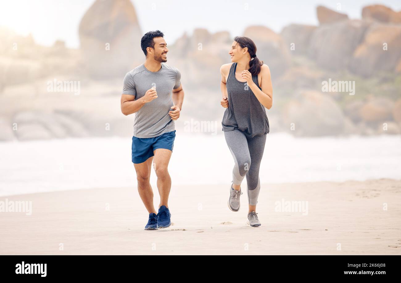 Cardio exercise strengthens your whole system. a sporty young couple ...