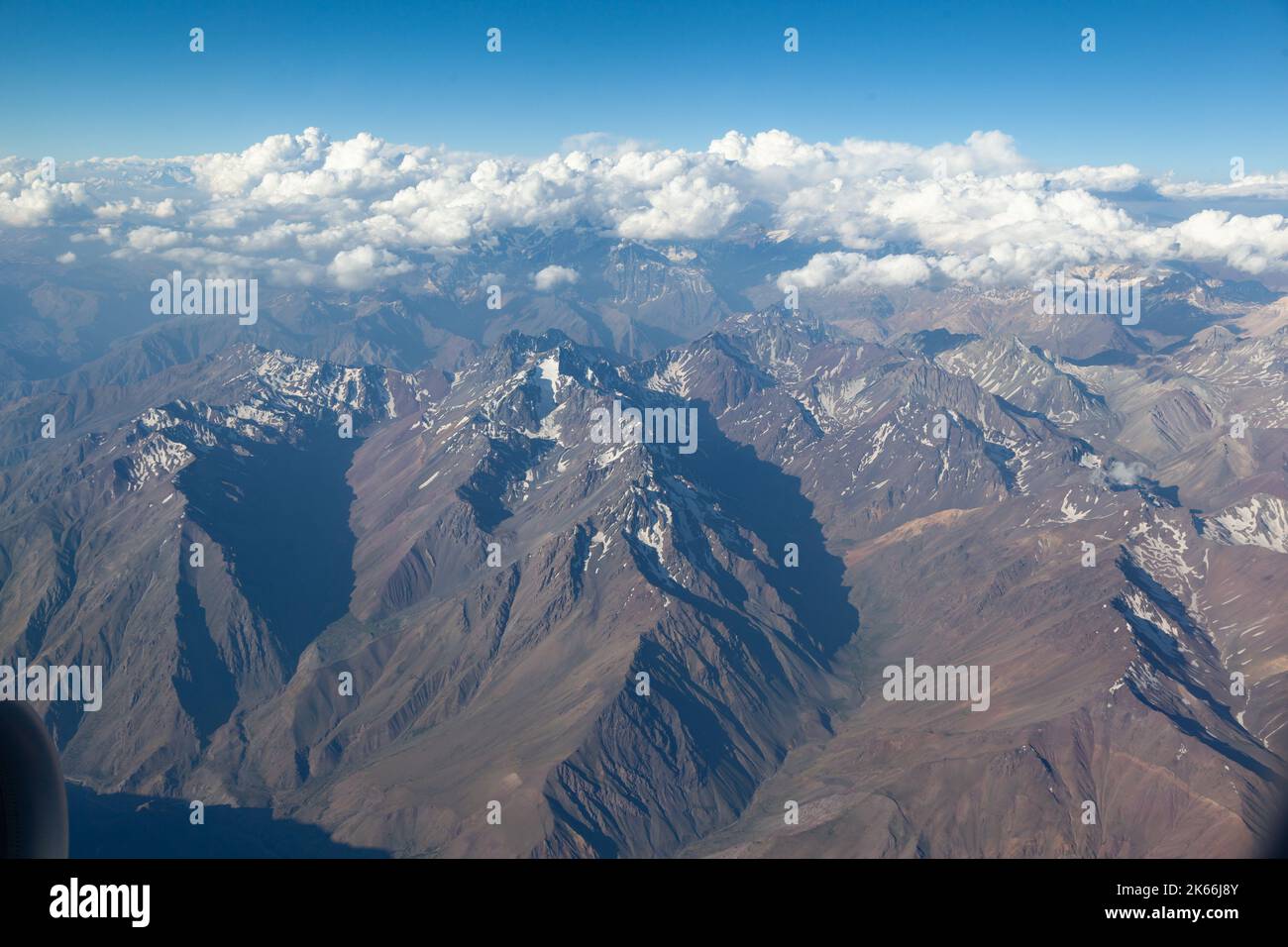 An aerial view of the Andes mountains in Chile on a sunny day Stock ...