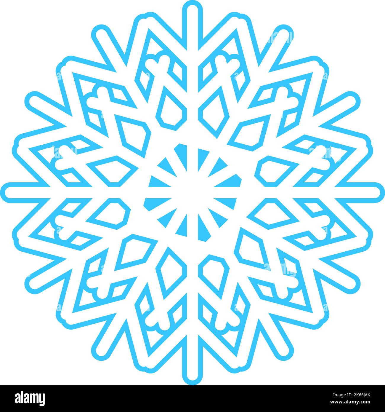 Simple snowflake made of blue lines. Festive decoration for New Year ...