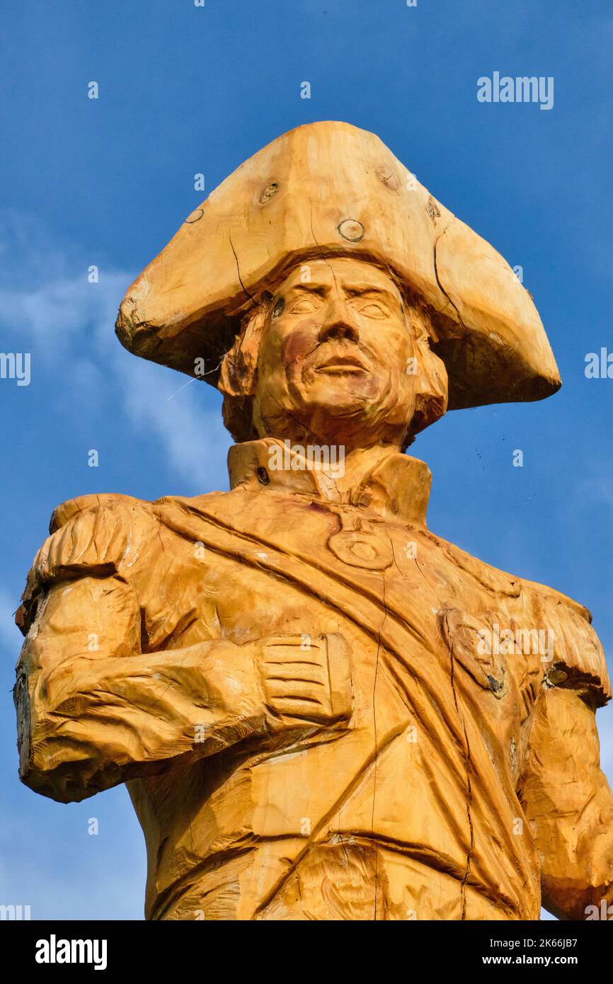 Wooden carving of Horatio Nelson at Burham Thorpe, Near Burnham Market ...