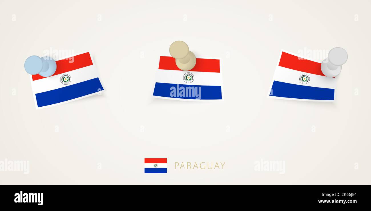Pinned flag of Paraguay in different shapes with twisted corners ...