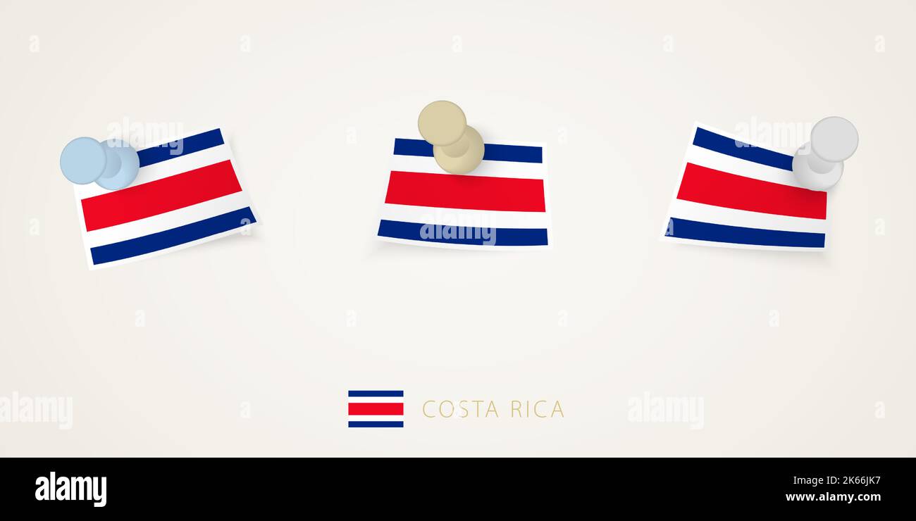 Pinned flag of Costa Rica in different shapes with twisted corners ...