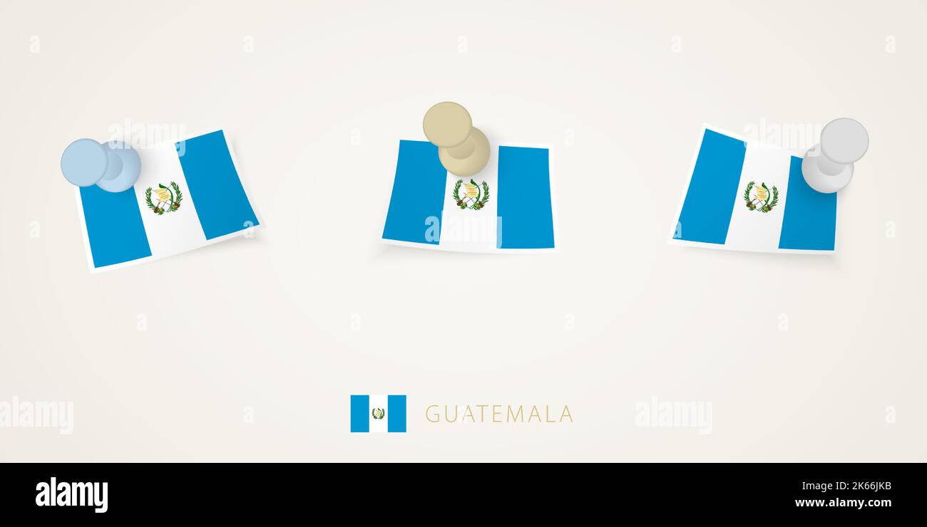 Pinned flag of Guatemala in different shapes with twisted corners ...