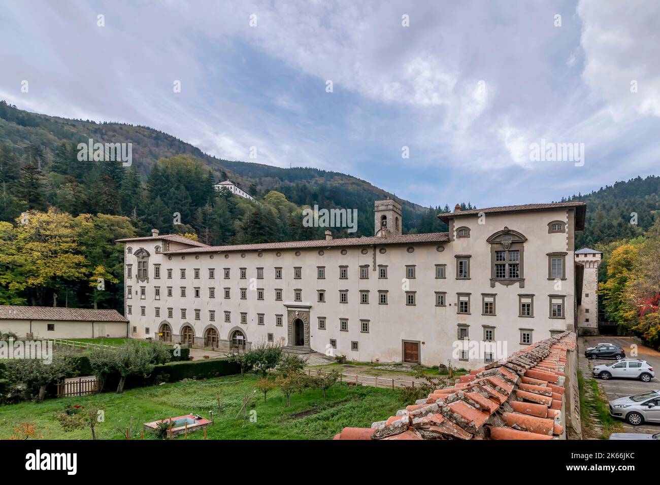 The ancient Abbey of Vallombrosa, Reggello, Florence, Italy, under a ...