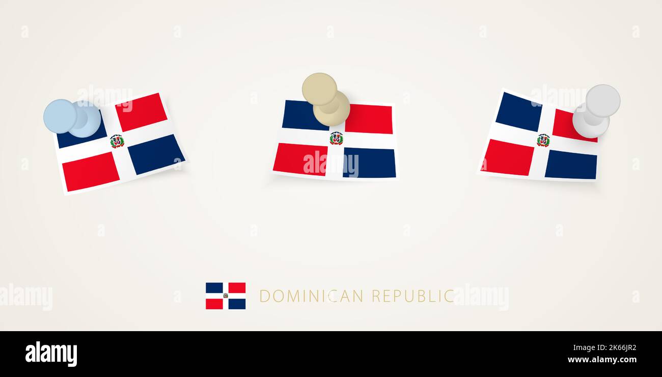 Pinned flag of Dominican Republic in different shapes with twisted ...