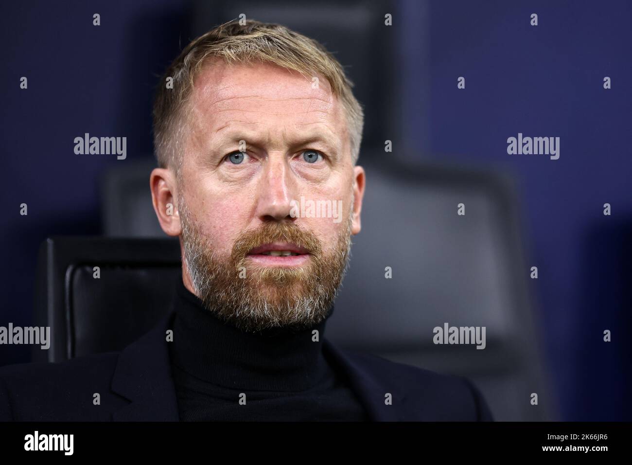 Graham Potter, head coach of Chelsea Fc looks on during the UEFA ...