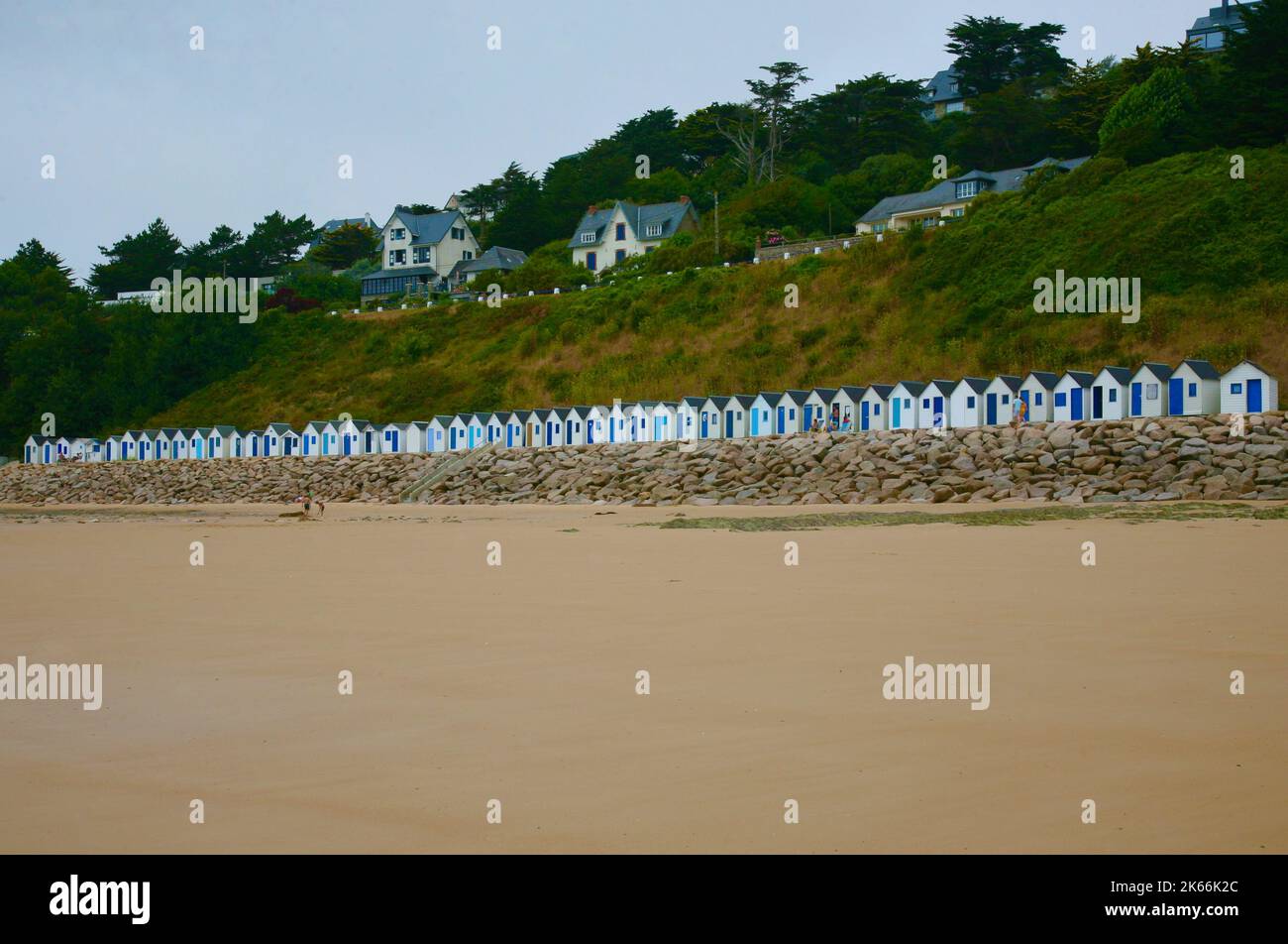 The pretty beach huts at Barneville-Carteret, Normandy, France, Europe ...