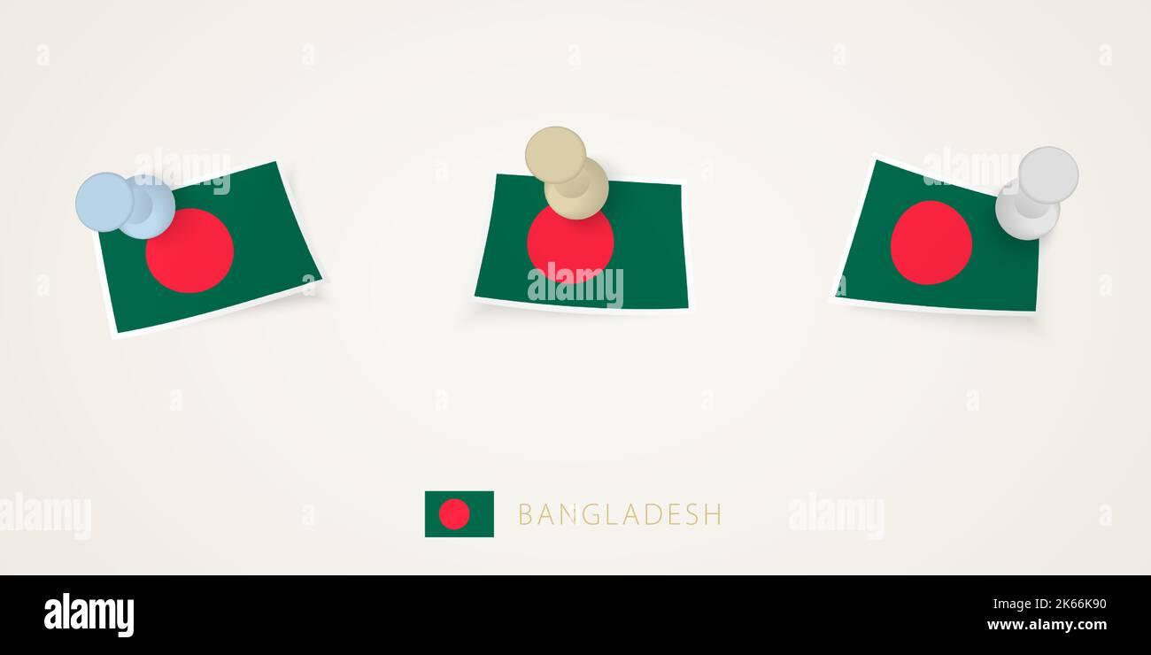 Pinned flag of Bangladesh in different shapes with twisted corners ...