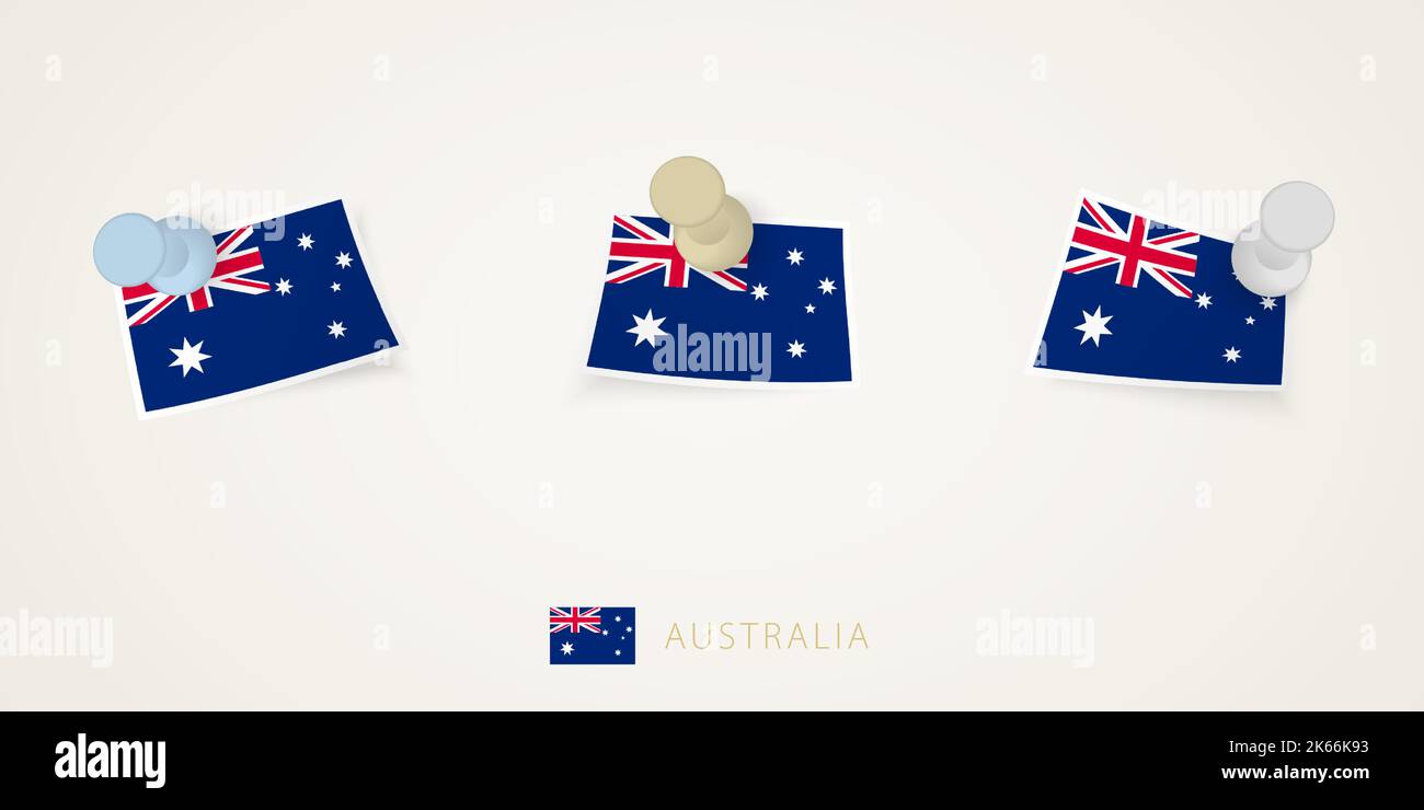 Pinned flag of Australia in different shapes with twisted corners ...