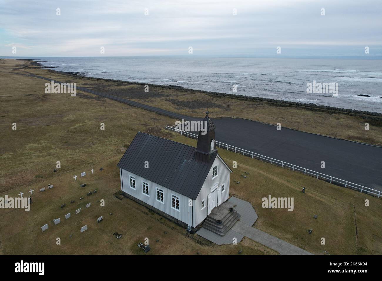 Strandarkirkja Church, Selvogur Iceland. Drone View Stock Photo - Alamy