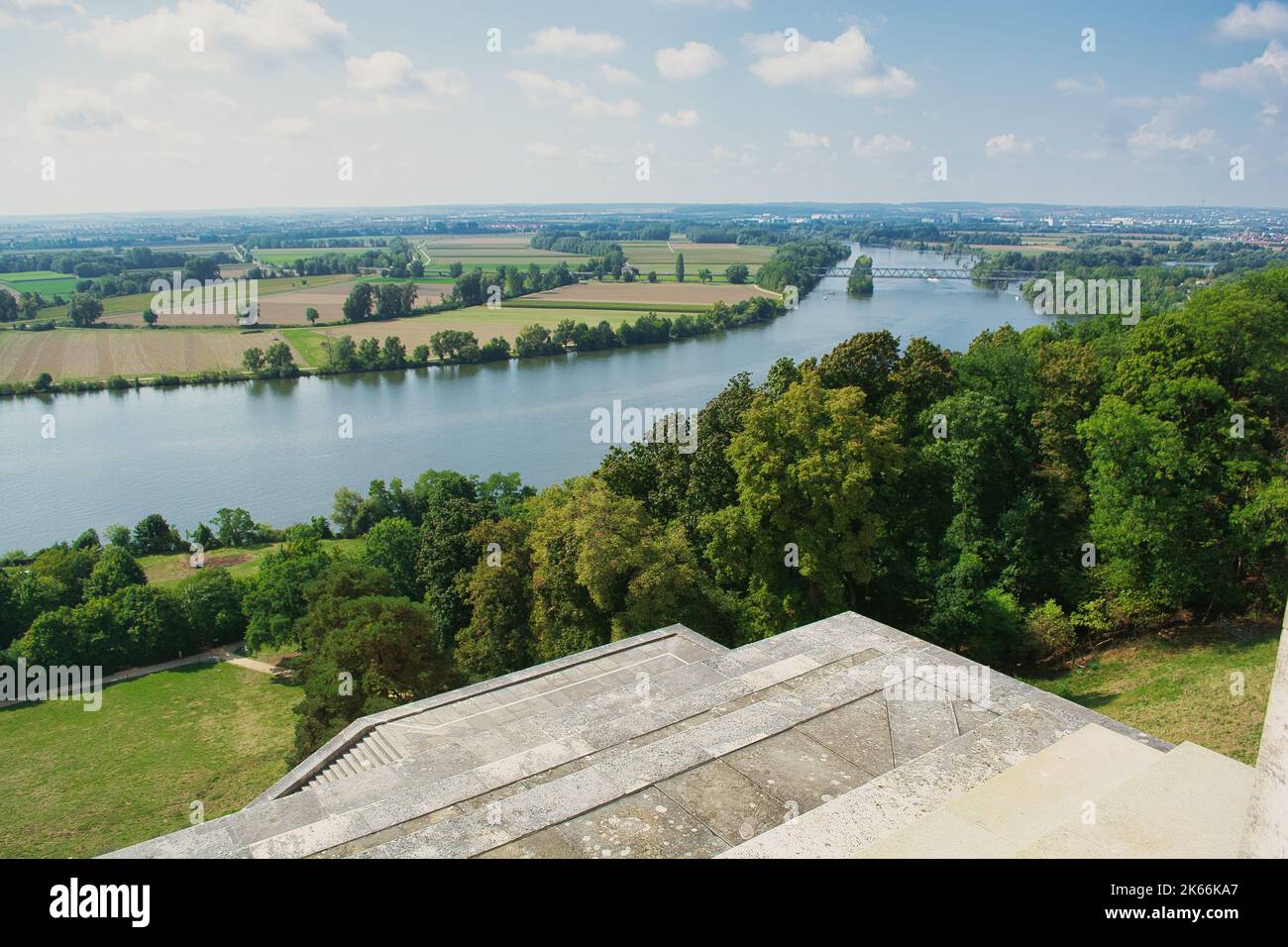 View of river Danube from the Walhalla hill in Donaustauf, Germany ...