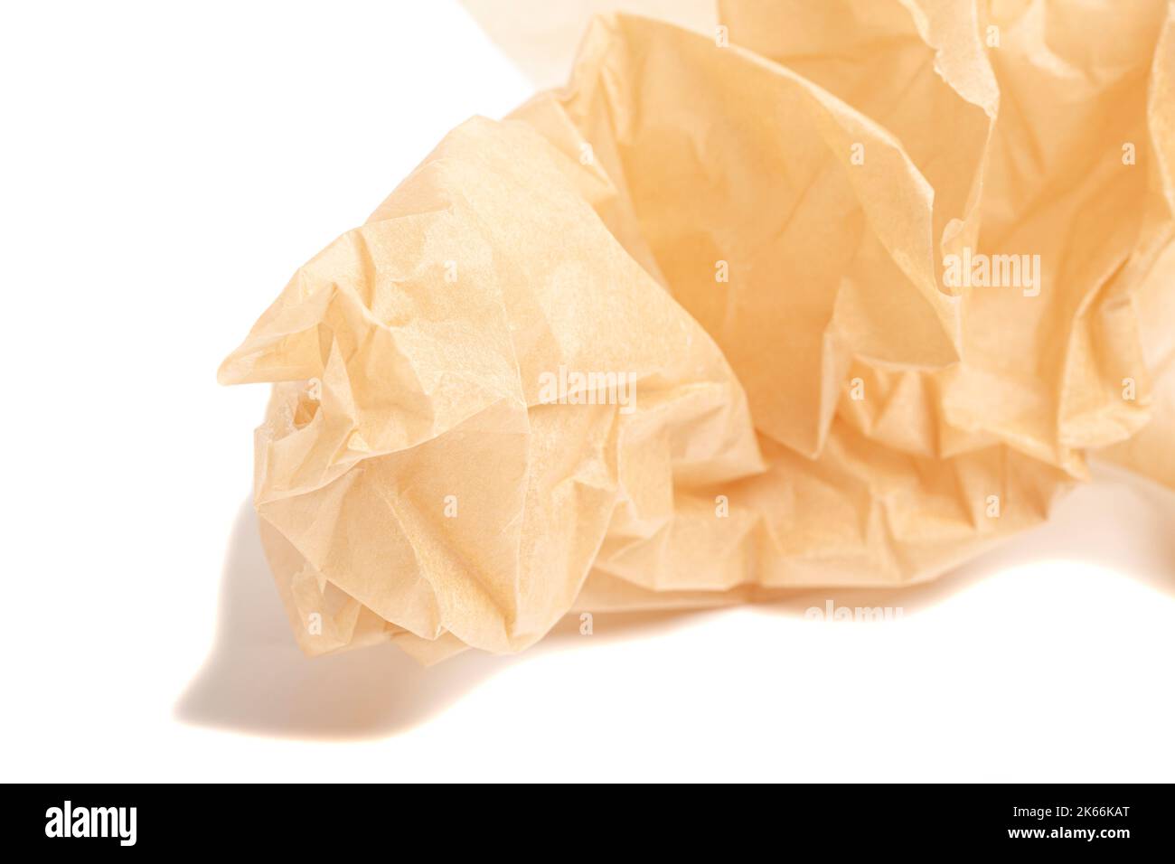crumpled brown baking paper sheets isolated on white background Stock ...