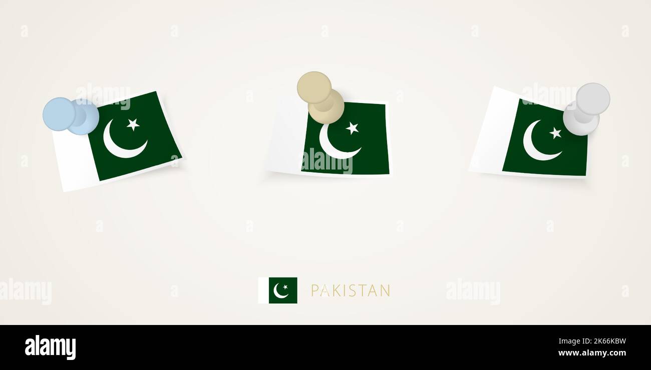 Pinned flag of Pakistan in different shapes with twisted corners ...