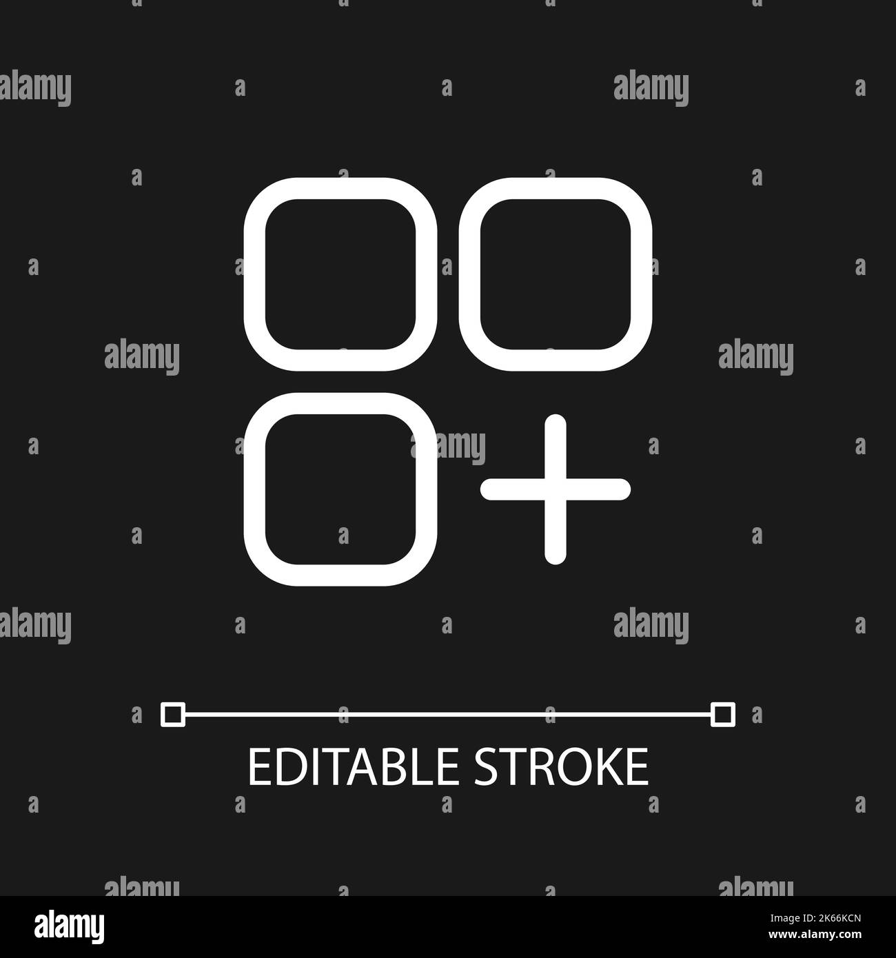 Menu with add option pixel perfect white linear ui icon for dark theme Stock Vector Image & Art ...