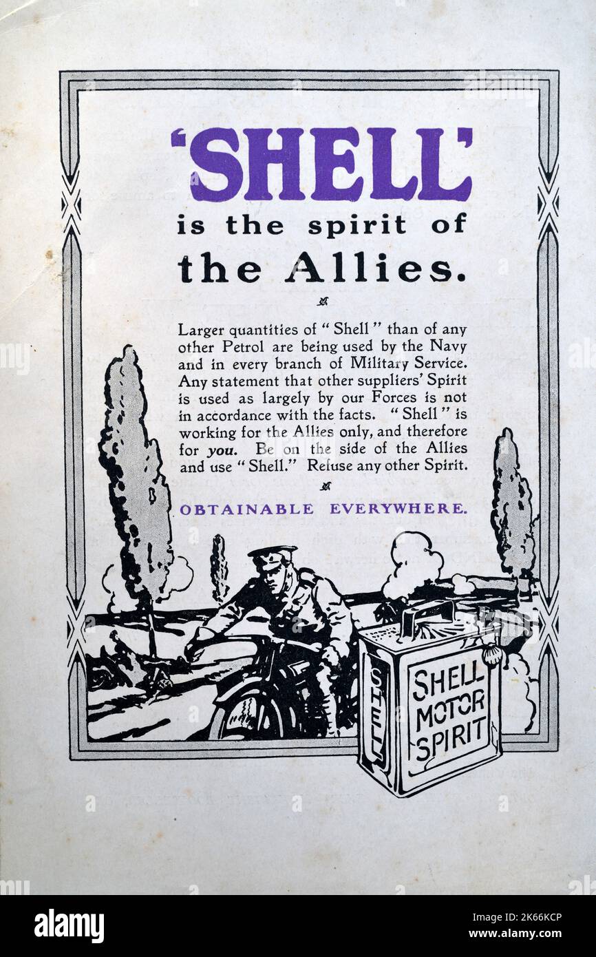 historic advert for motor spirit 1914-18 Stock Photo - Alamy