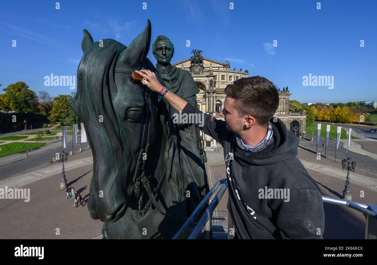 12 October 2022, Saxony, Dresden: Monument conservator Christopher Rath ...
