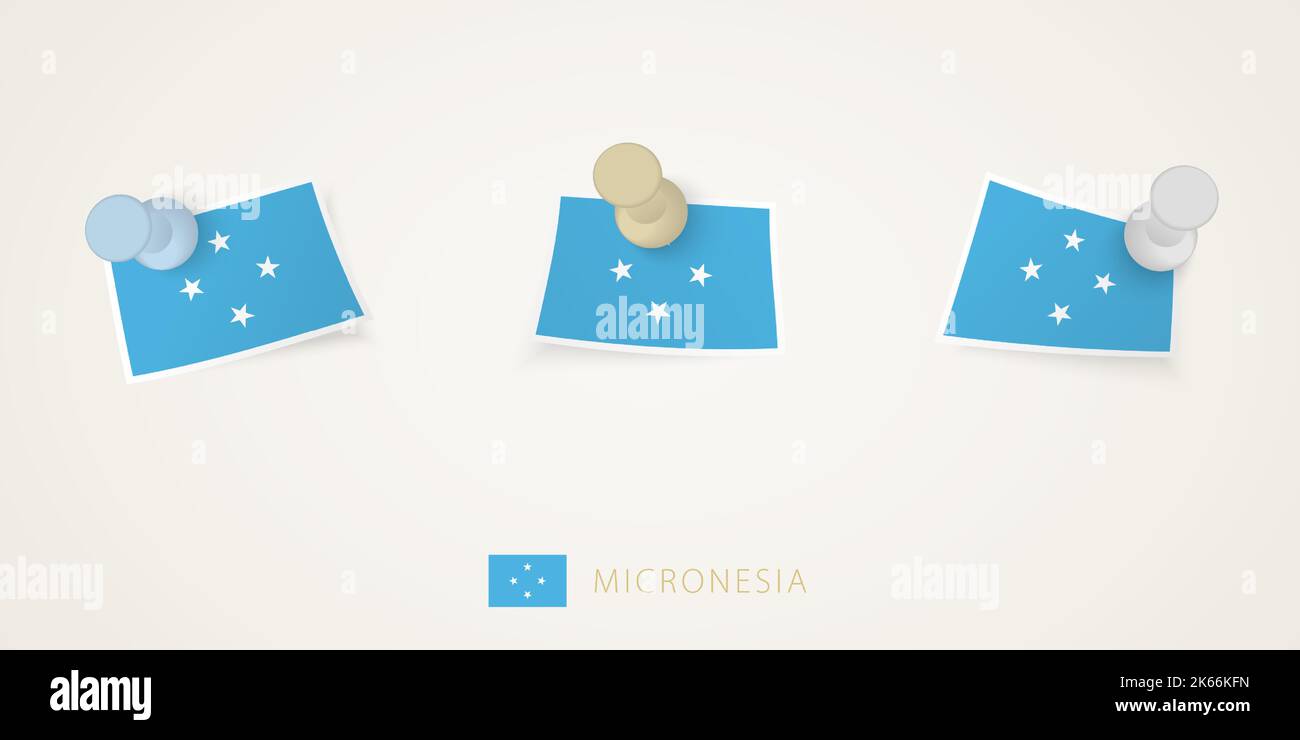 Pinned flag of Micronesia in different shapes with twisted corners ...