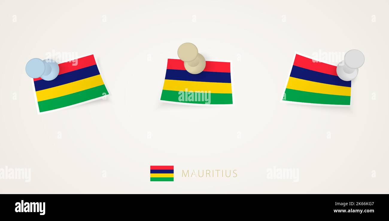 Pinned flag of Mauritius in different shapes with twisted corners ...