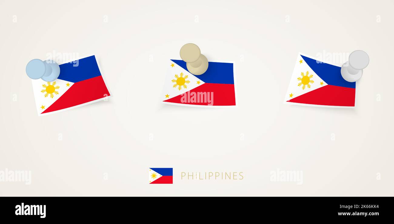 Pinned flag of Philippines in different shapes with twisted corners ...