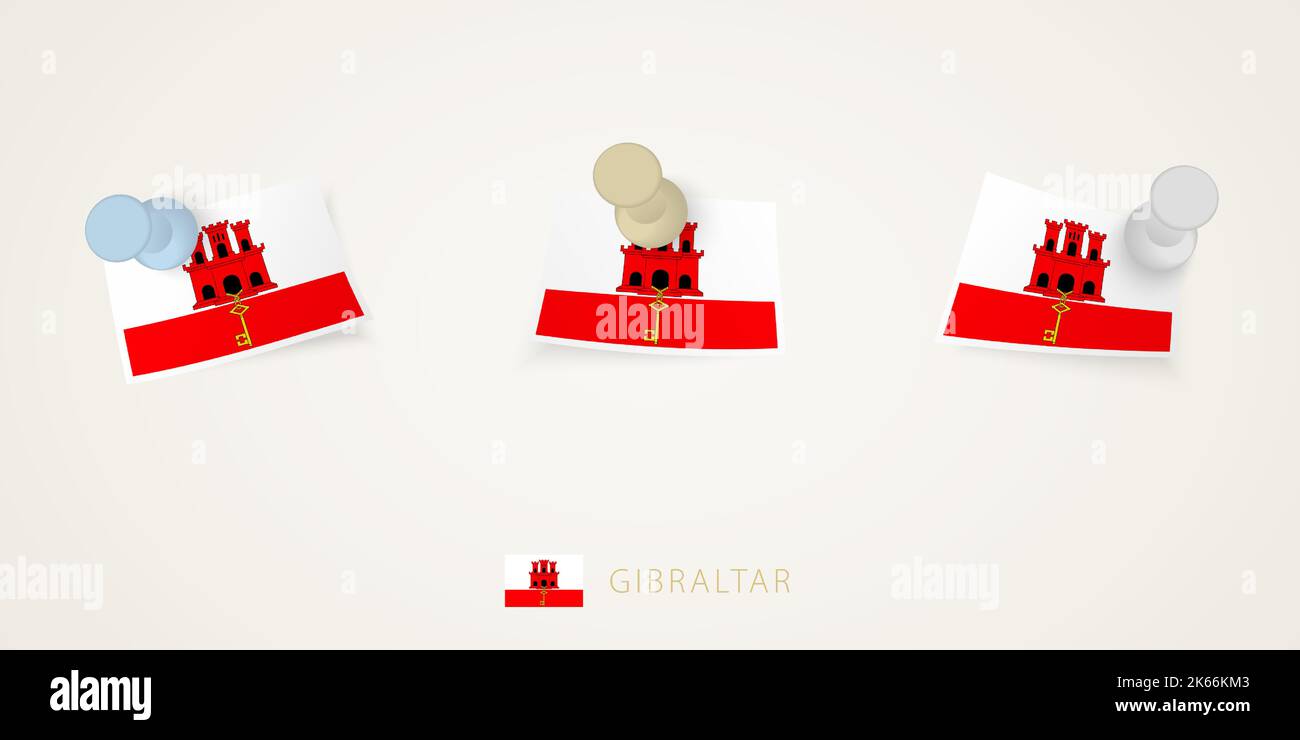 Pinned flag of Gibraltar in different shapes with twisted corners ...