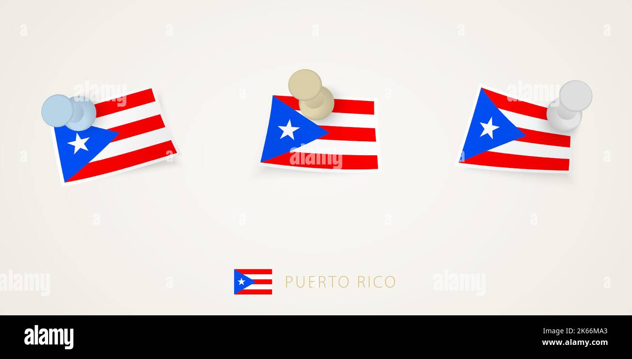 Pinned flag of Puerto Rico in different shapes with twisted corners ...