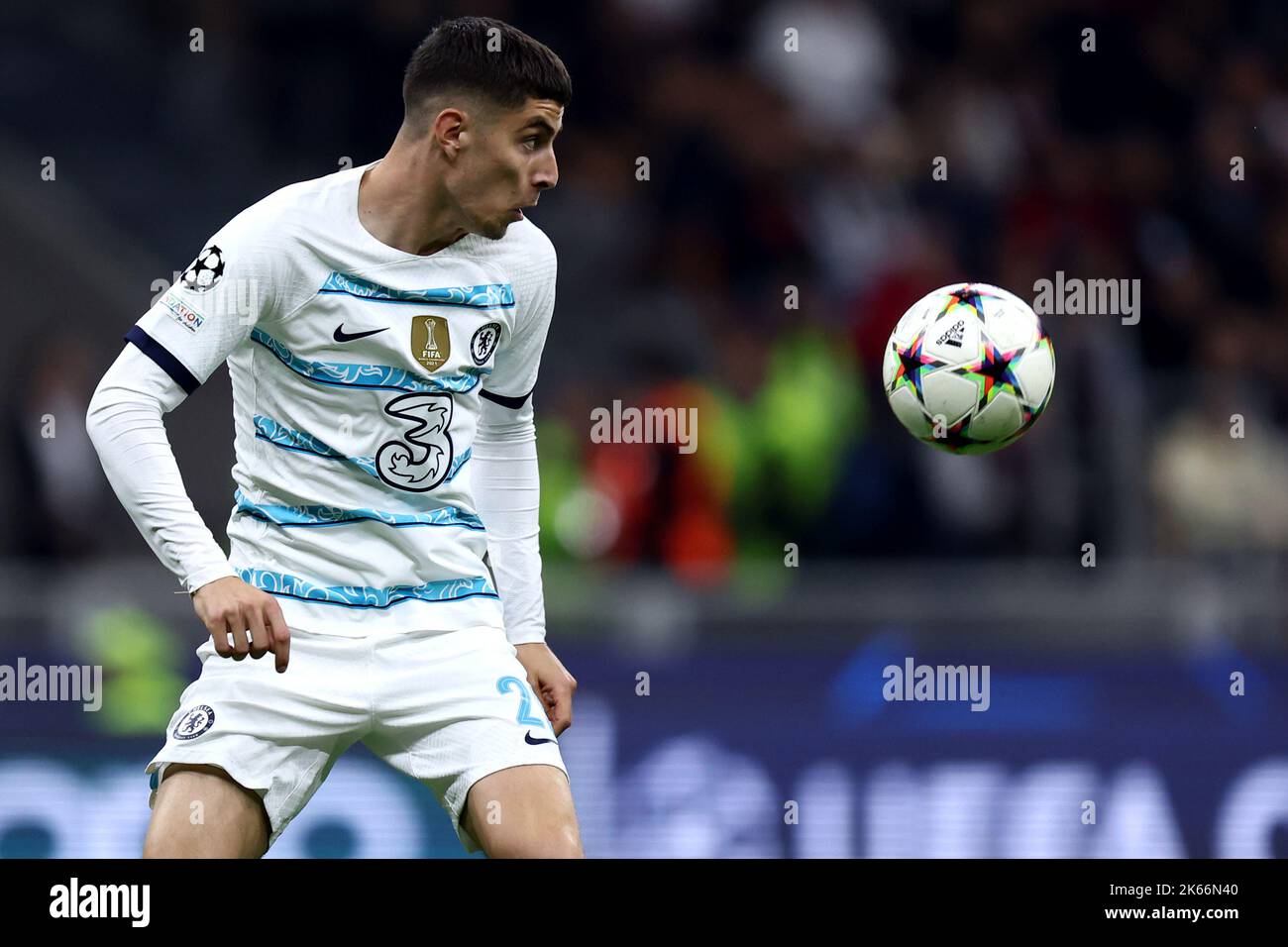 Milano, Italy. 11th Oct, 2022. Kai Havertz of Chelsea Fc controls the ...