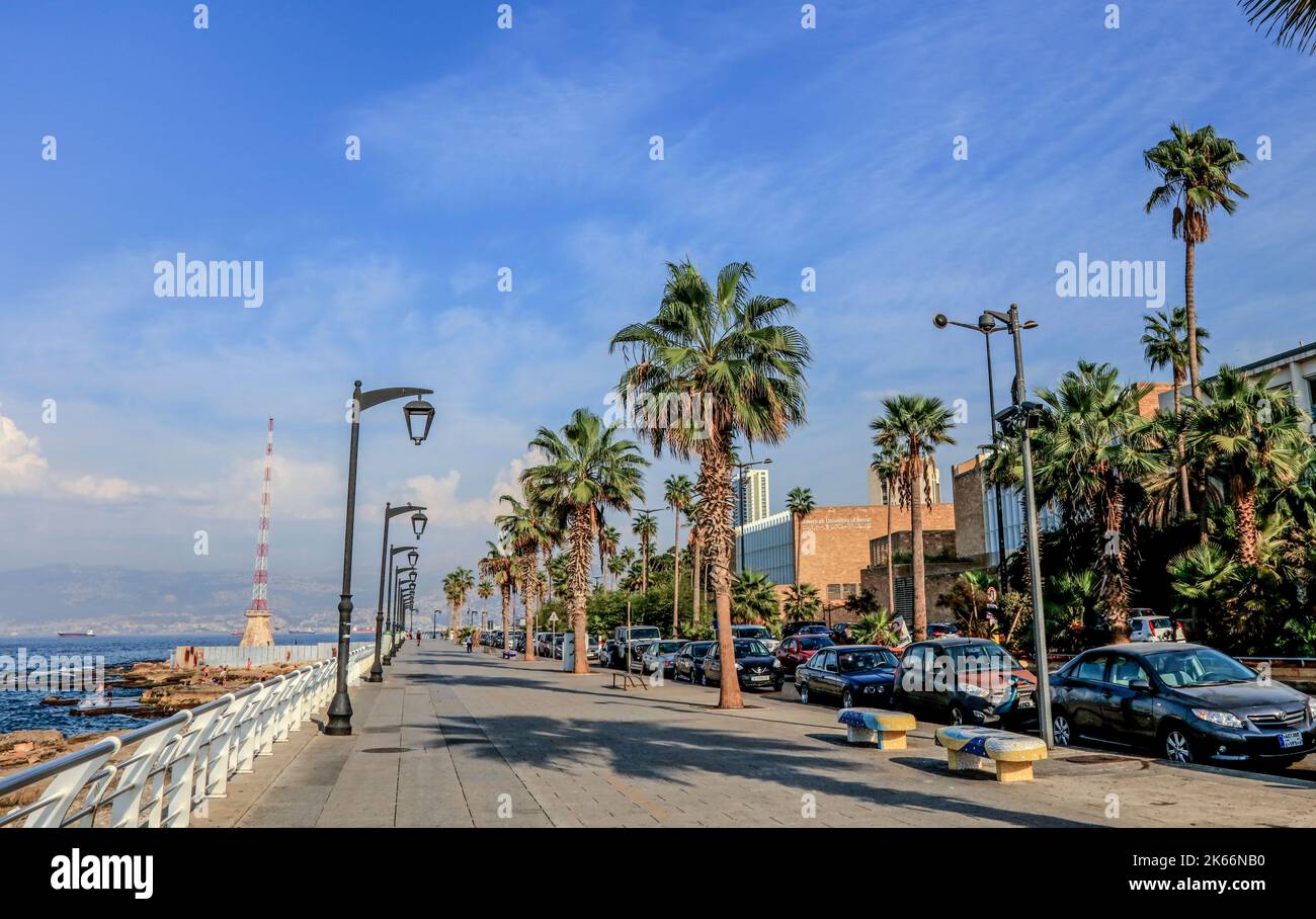 Lebanon Beirut Corniche Manara .Nice walk along the Eastern Coast of ...