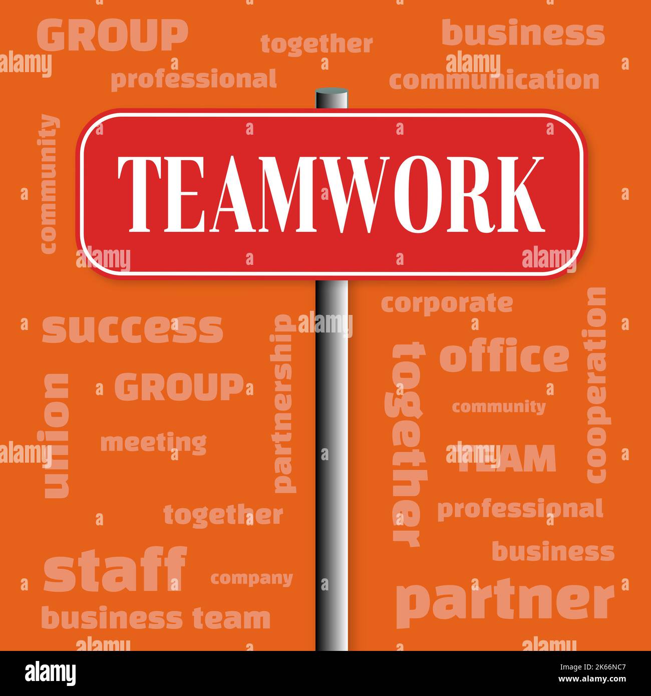 Square banner with words promoting business teamwork, cooperation, and ...