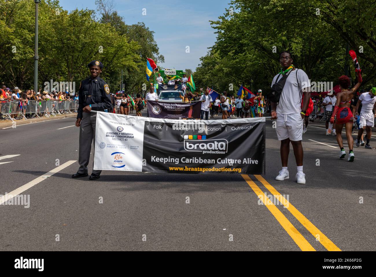 A crowd of people in the streets celebrating West Indian Labor Day ...