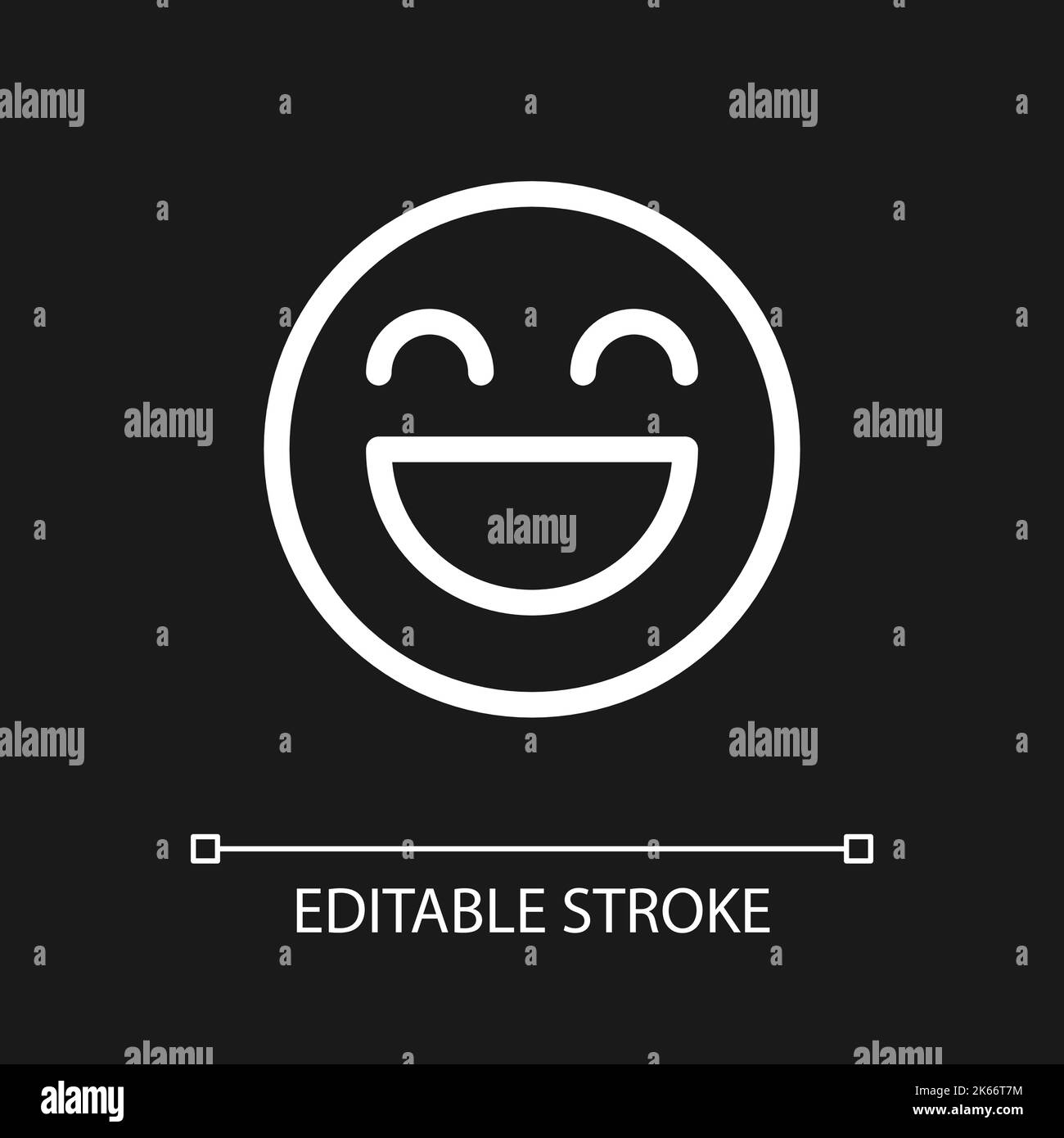 Laughing emoji pixel perfect white linear ui icon for dark theme Stock ...