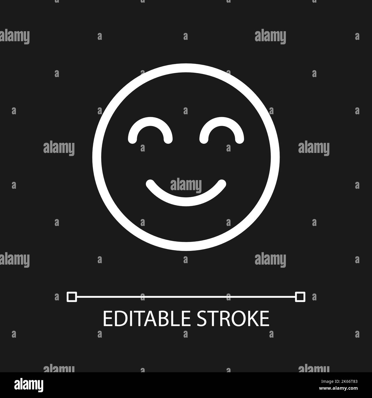 Contented emoji pixel perfect white linear ui icon for dark theme Stock ...