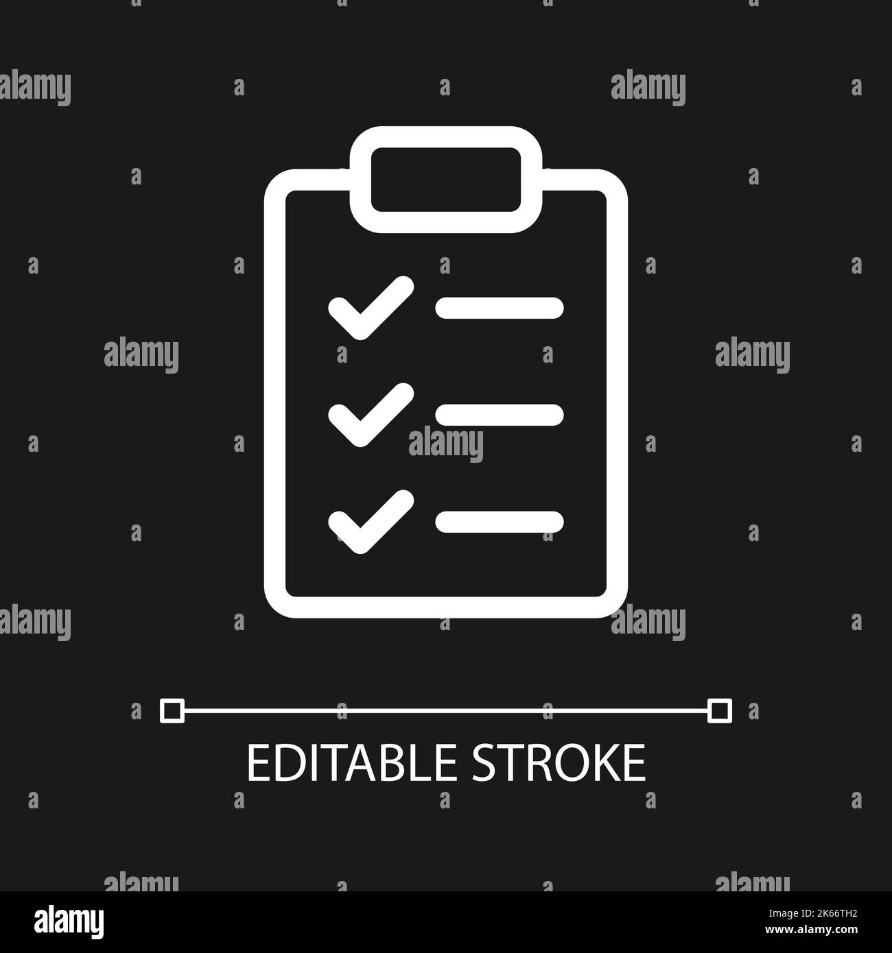 Checklist pixel perfect white linear ui icon for dark theme Stock ...