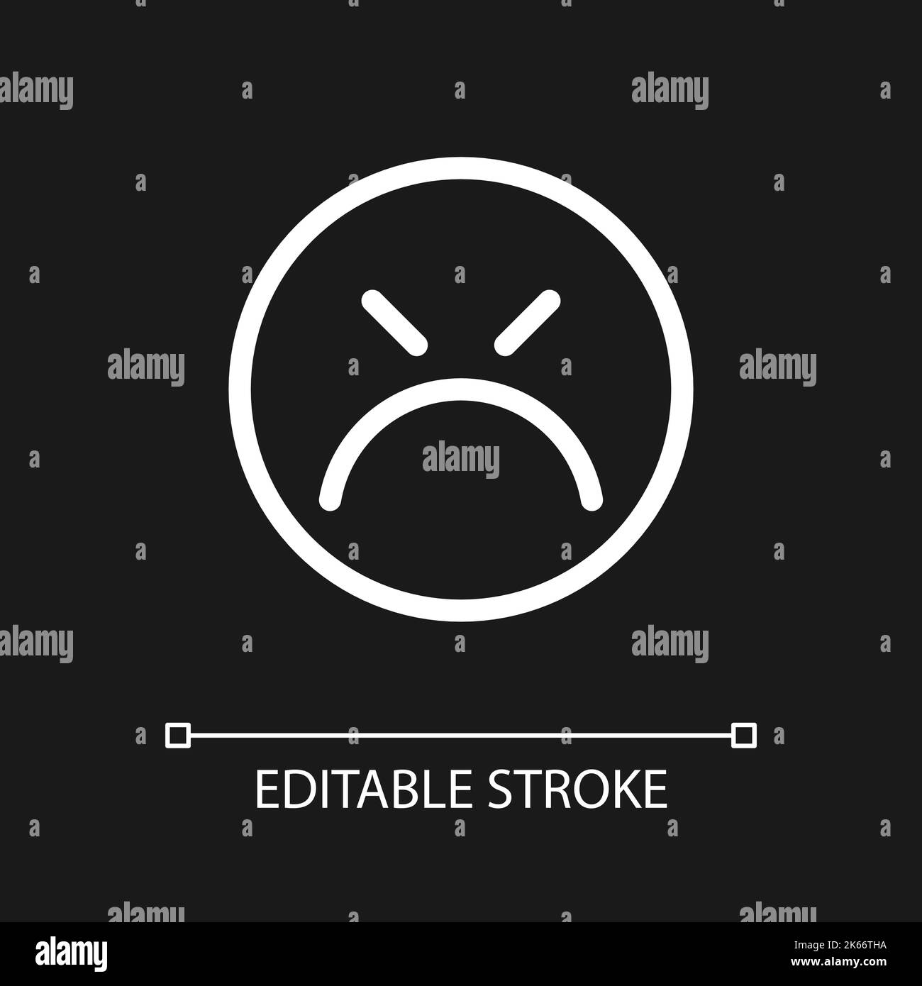 Mad emoticon pixel perfect white linear ui icon for dark theme Stock ...