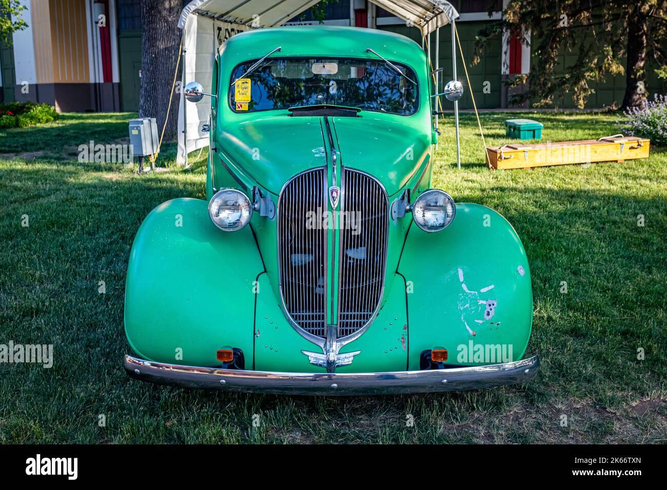 Falcon Heights, MN - June 19, 2022: High perspective front view of a ...