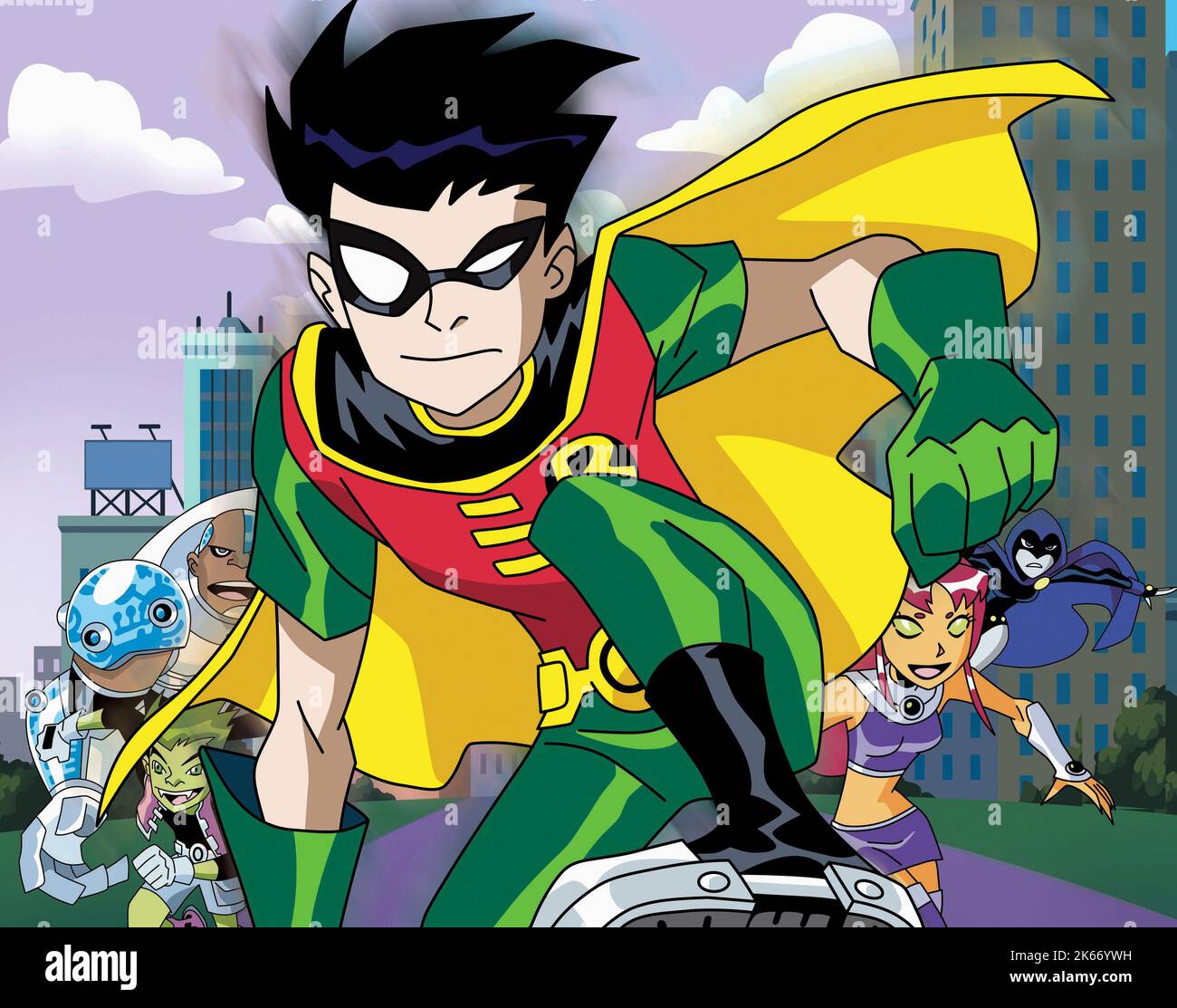 CYBORG,BOY,ROBIN,STARFIRE,RAVEN, TEEN TITANS, 2003 Stock Photo - Alamy