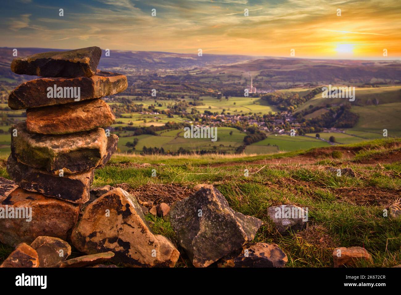 A view across the Peak District, from Black tor in the Peak District ...