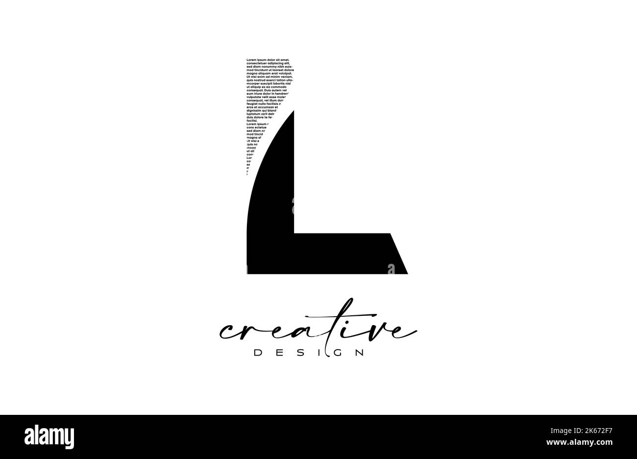 L Letter Logo Design with Creative letter l made of Black text font ...