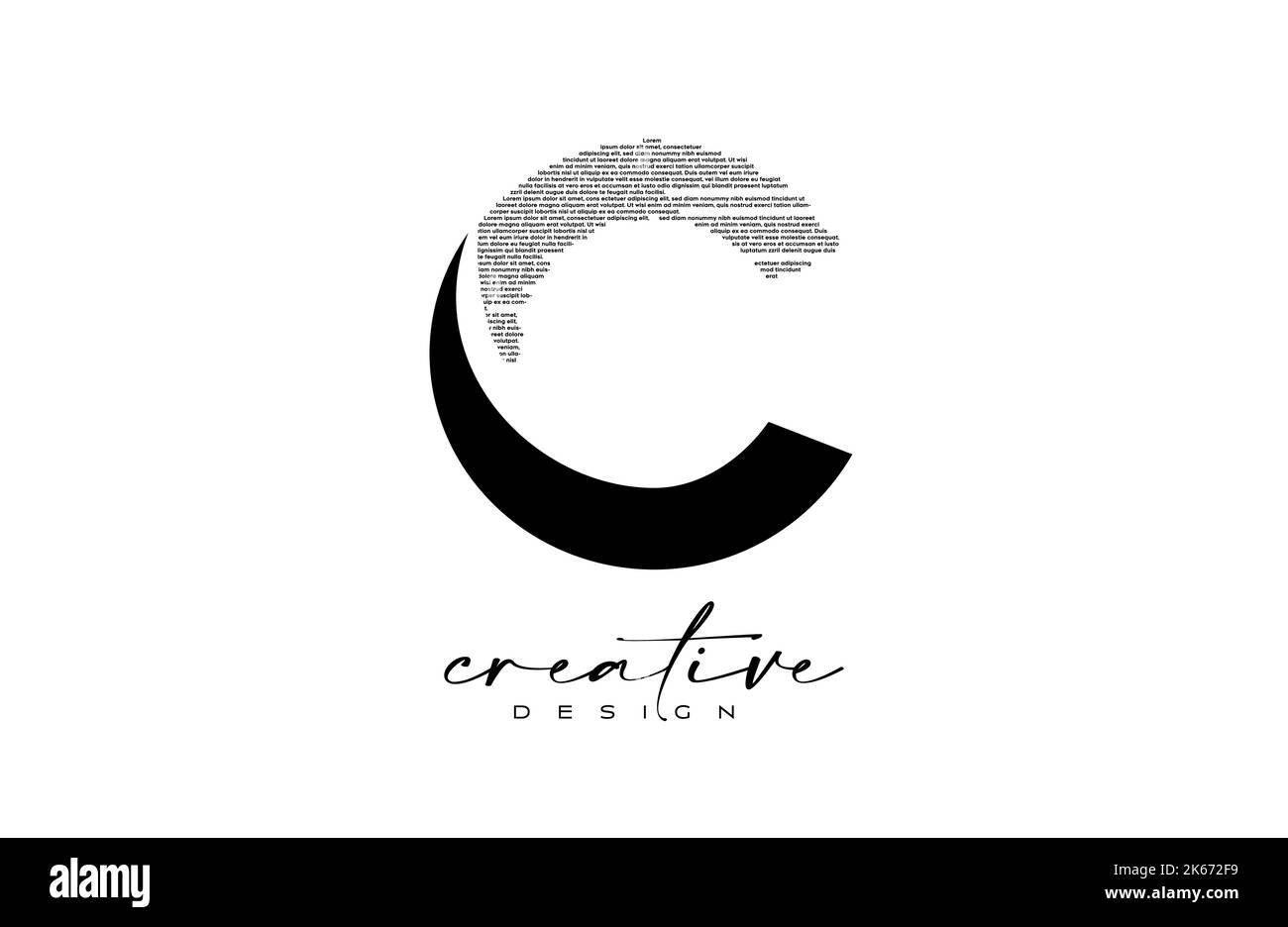 C Letter Logo Design with Creative letter c made of Black text font ...