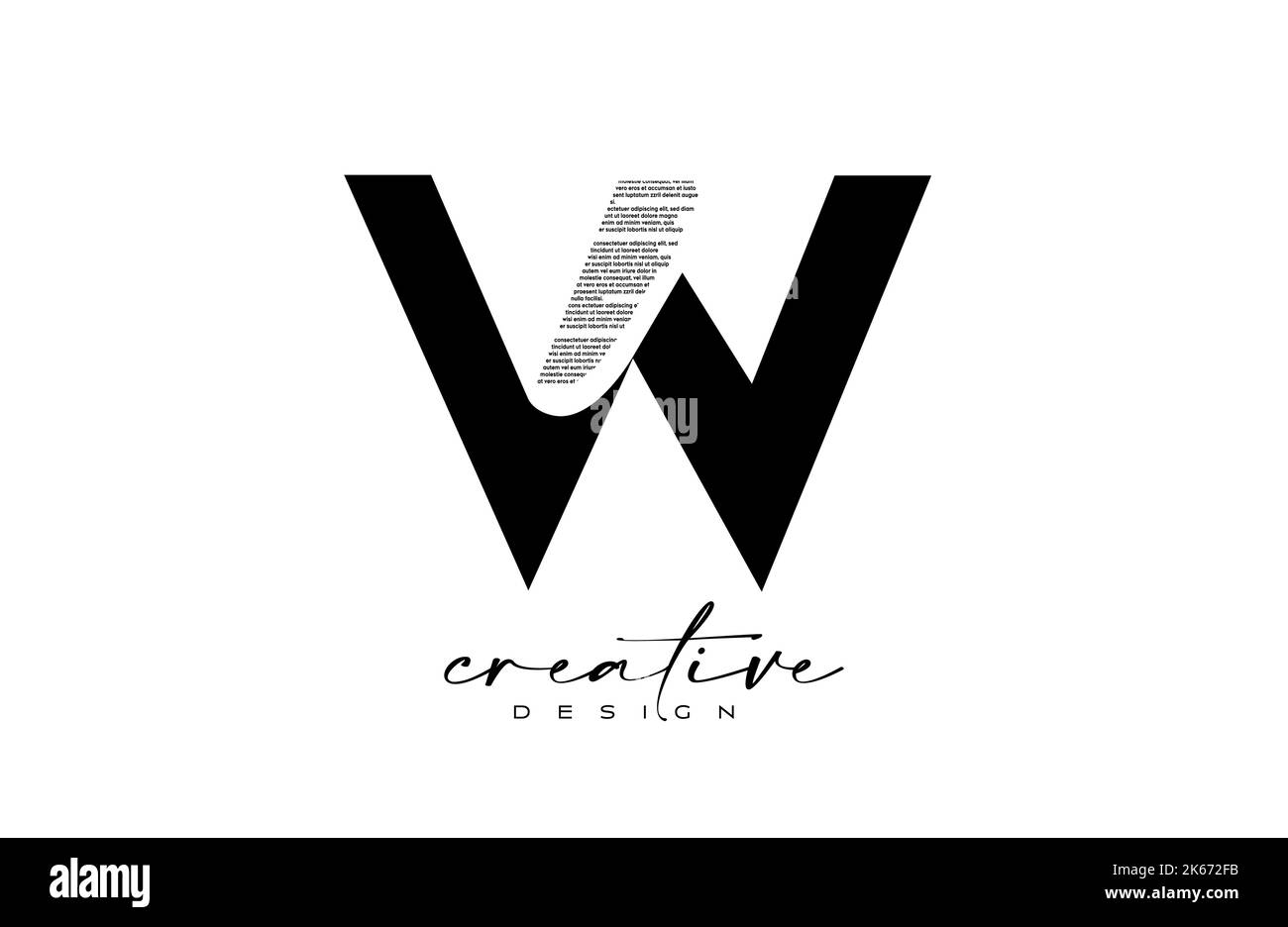 W Letter Logo Design with Creative letter w made of Black text font ...