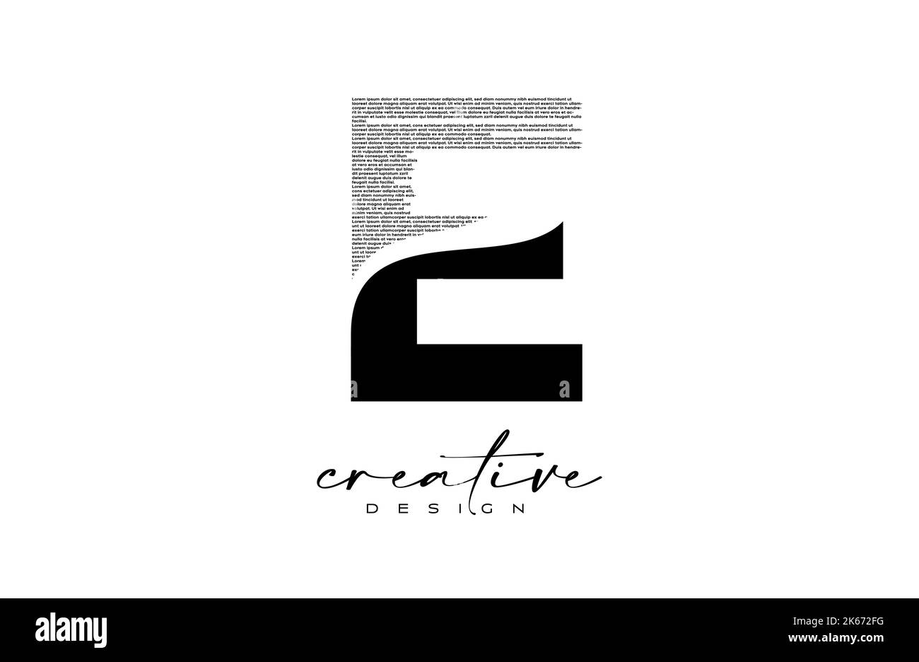E Letter Logo Design with Creative letter e made of Black text font ...