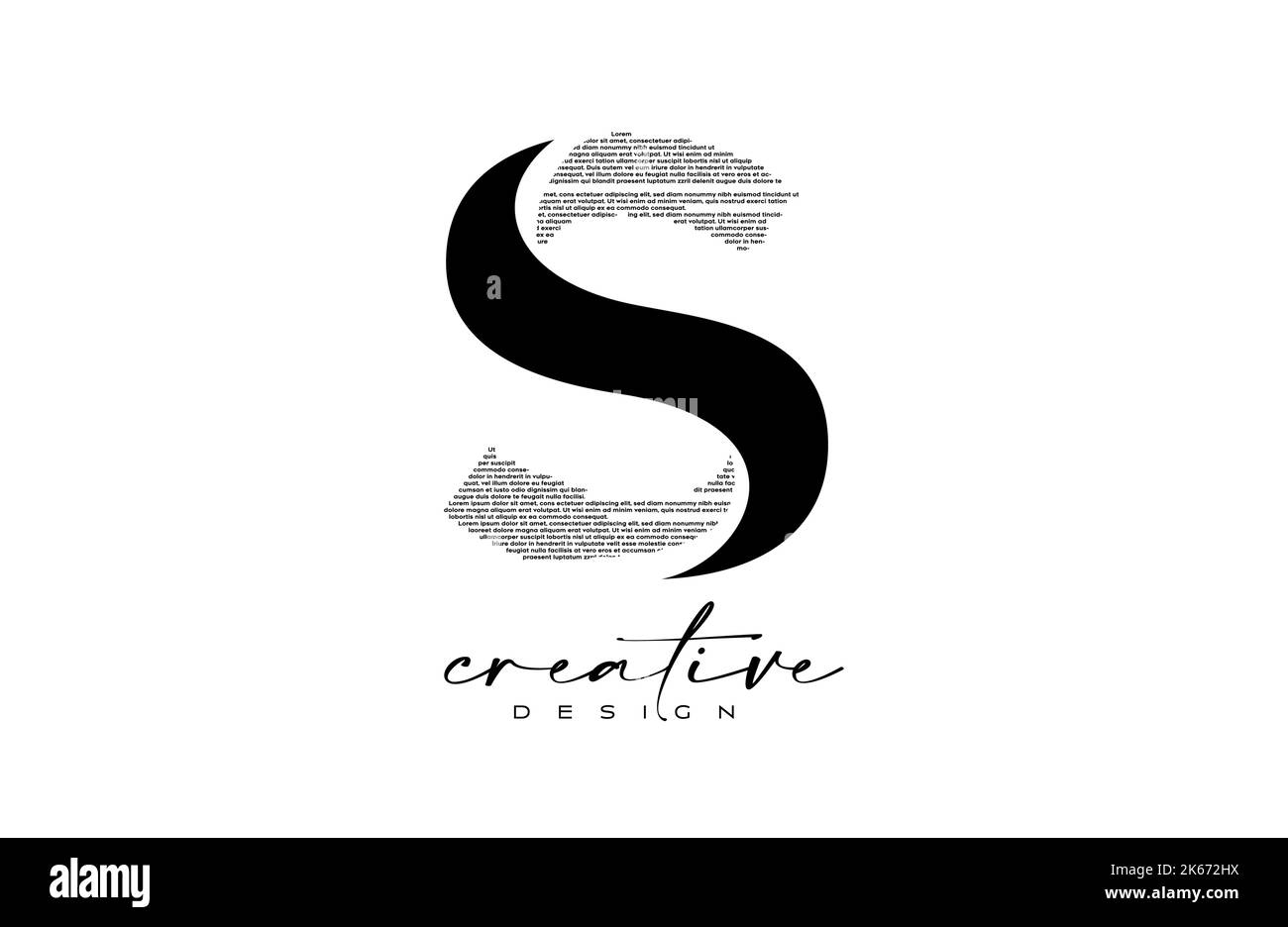 S Letter Logo Design with Creative letter s made of Black text font ...