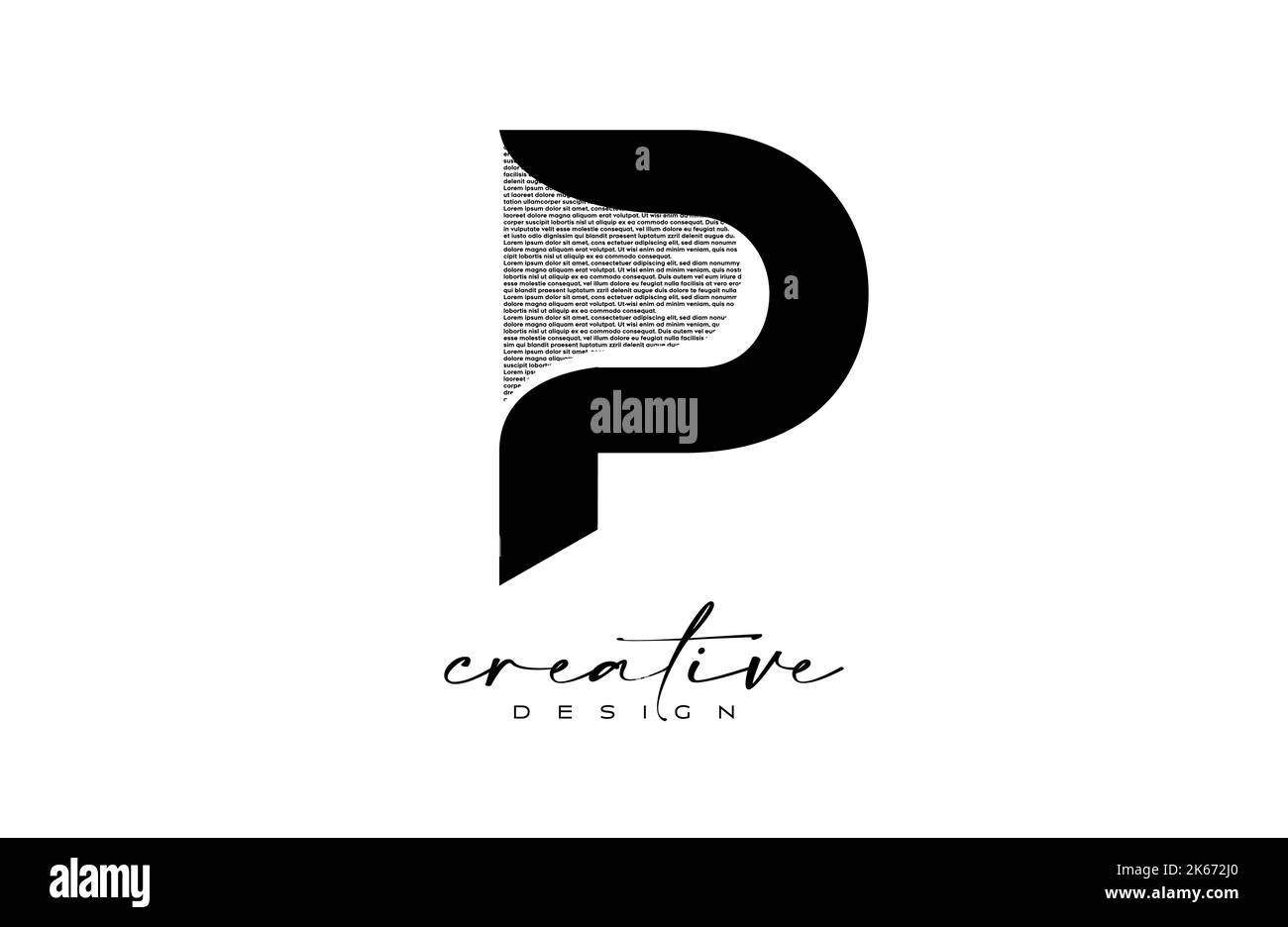 P Letter Logo Design with Creative letter p made of Black text font ...