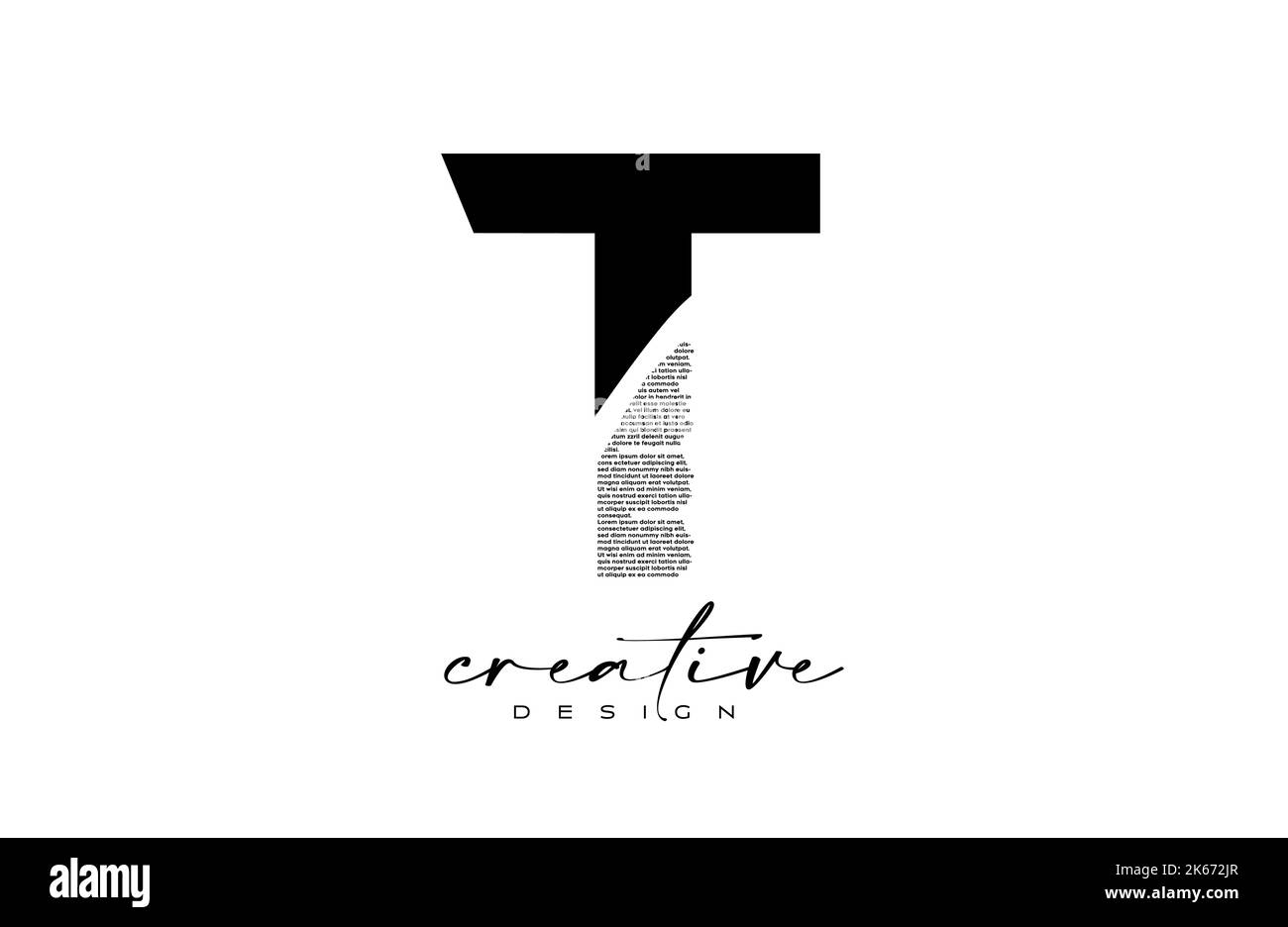 T Letter Logo Design with Creative letter t made of Black text font ...