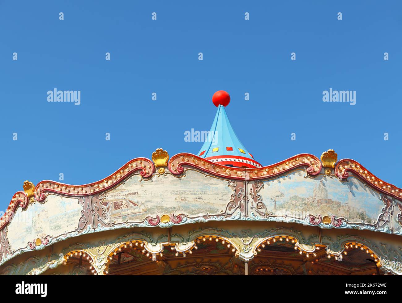 Merry Go Round . Carousel colorful rooftop . Fairytale playground Stock ...
