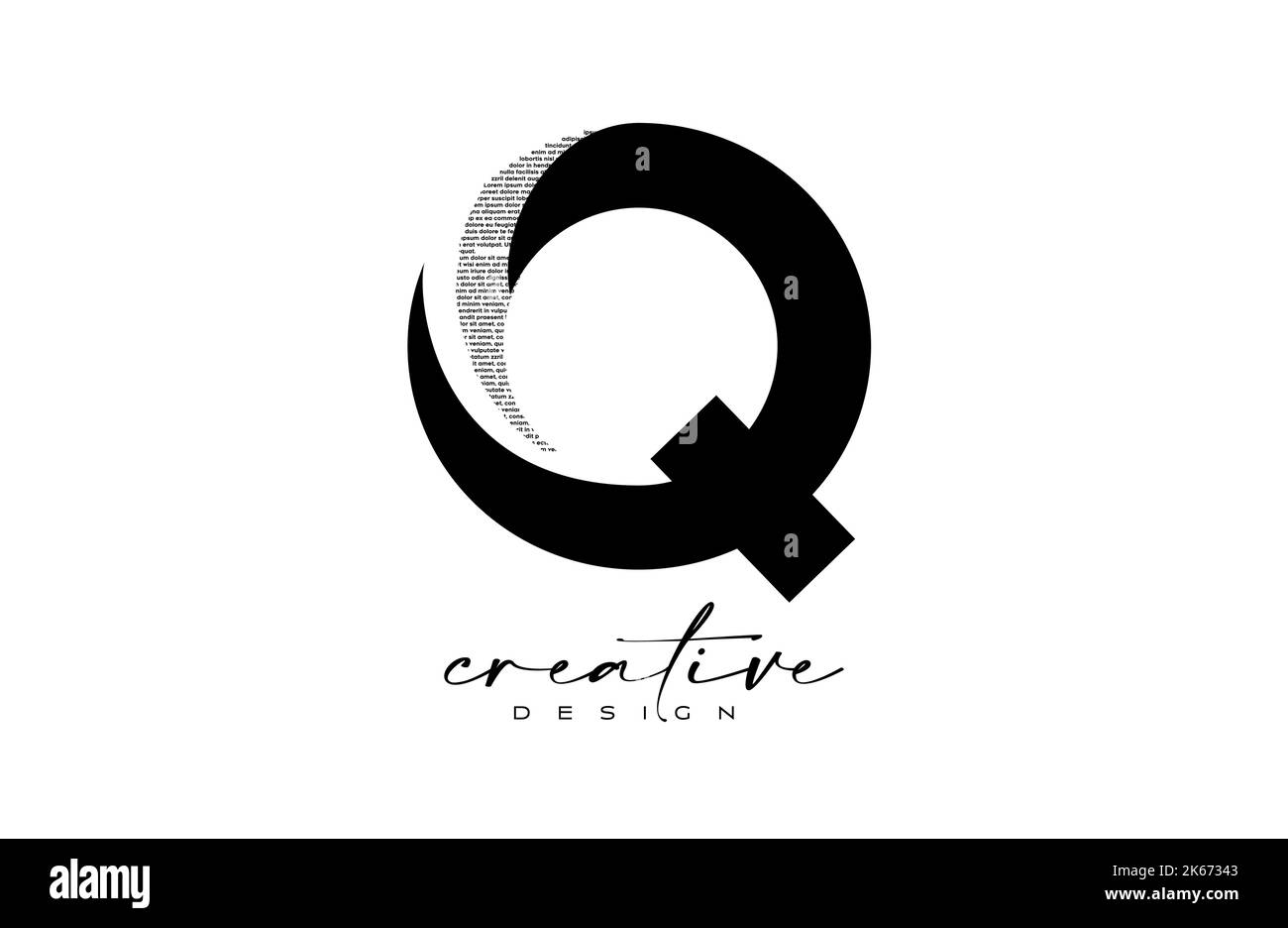 Q Letter Logo Design with Creative letter q made of Black text font ...
