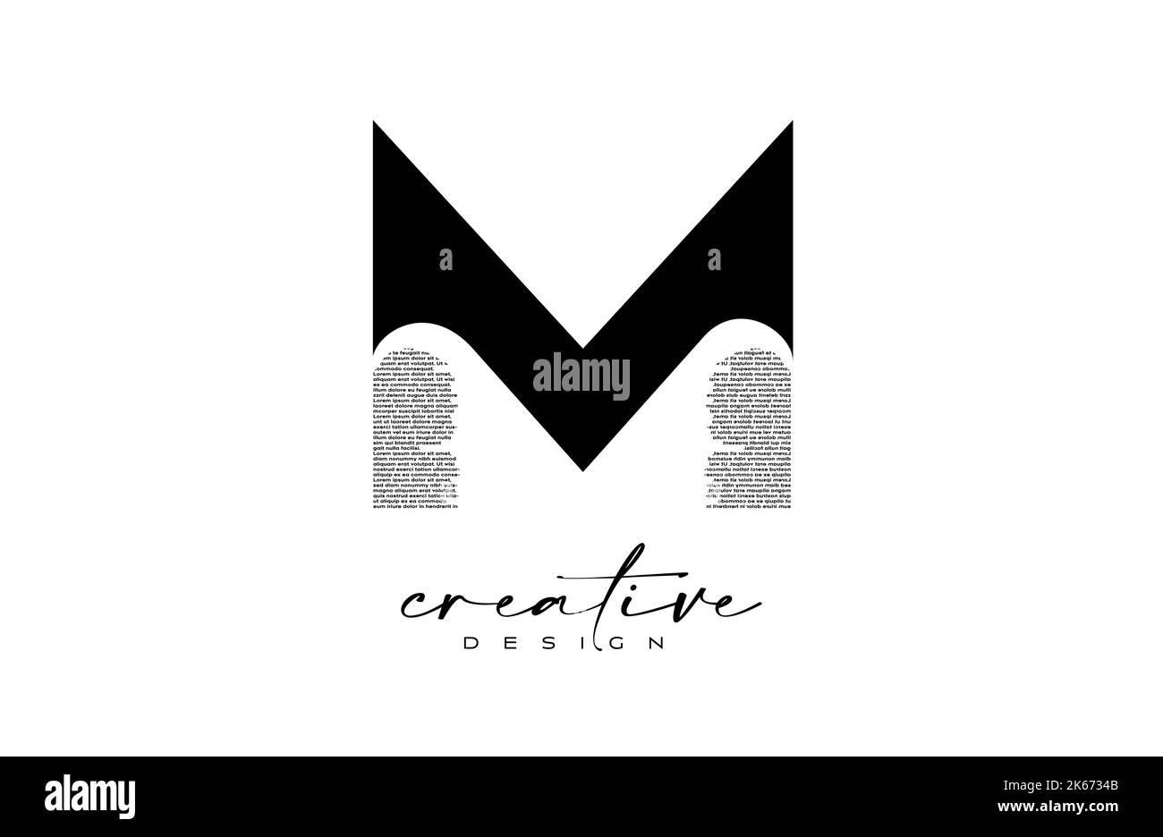 M Letter Logo Design with Creative letter m made of Black text font ...