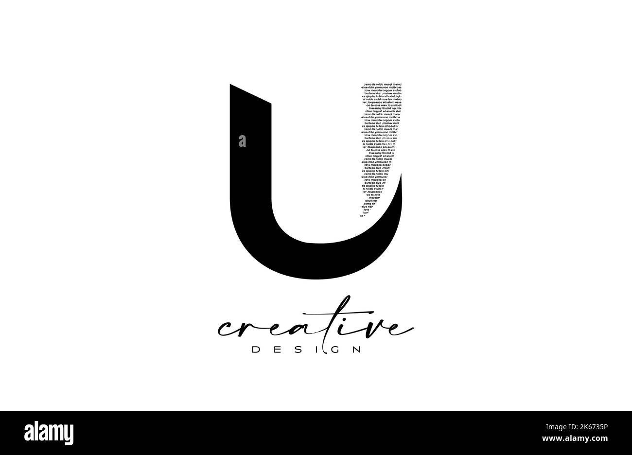 U Letter Logo Design with Creative letter u made of Black text font ...