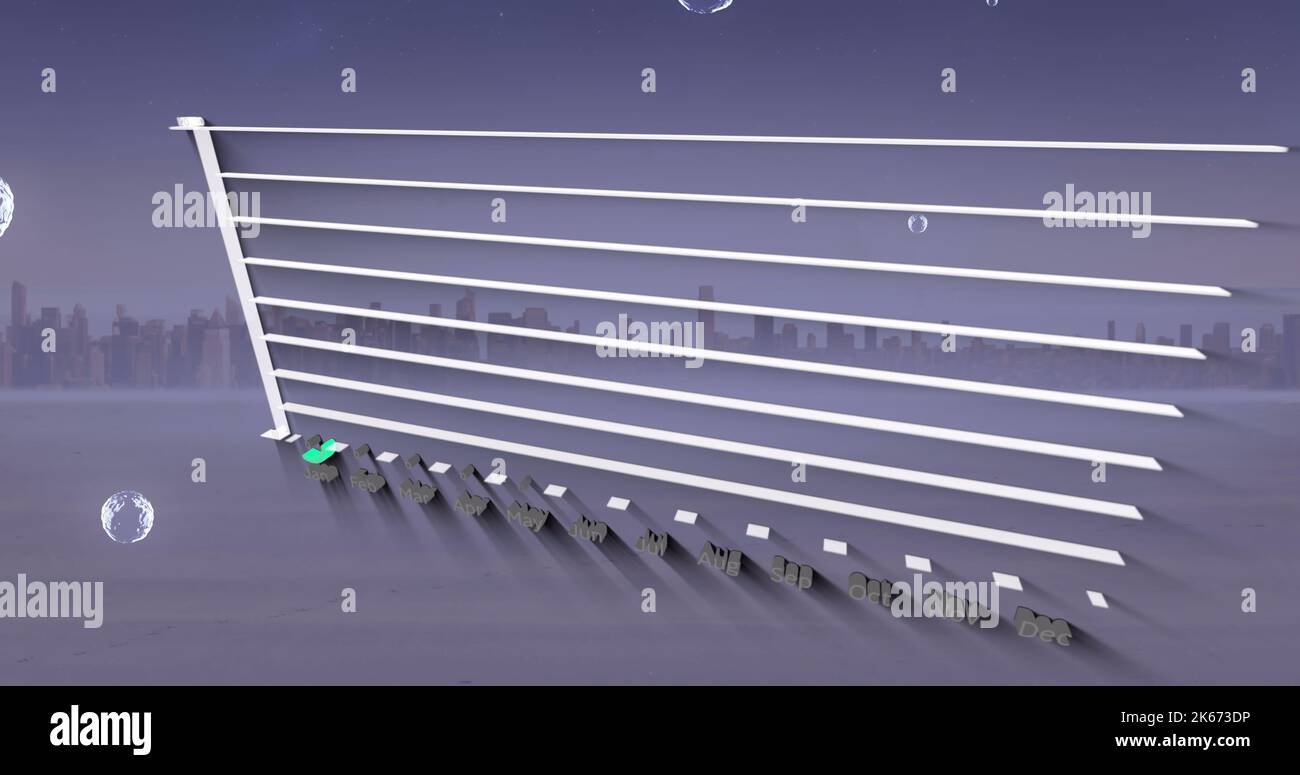 Image of graph over bubbles on violet background Stock Photo - Alamy